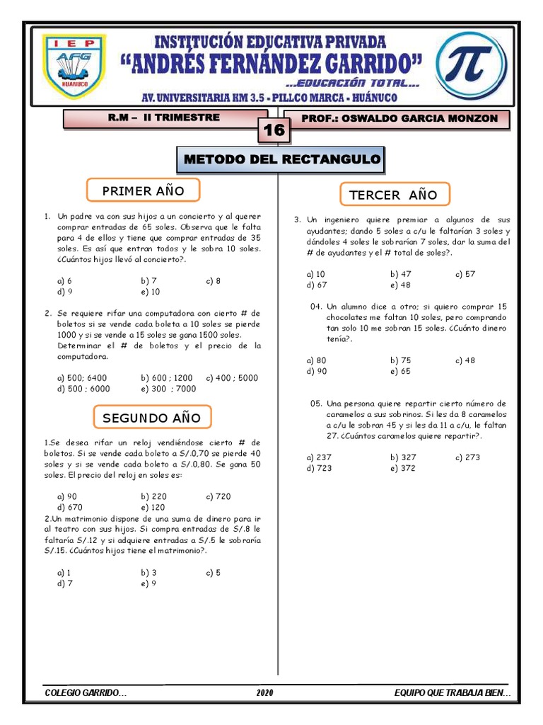 Metodo Del Rectangulo Razonamiento Matematico | PDF