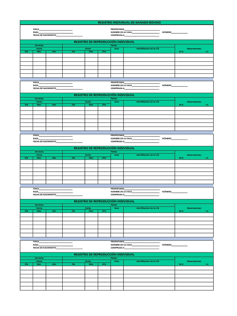 Registros de Ganado Bovino | PDF | Mamíferos | Domesticación