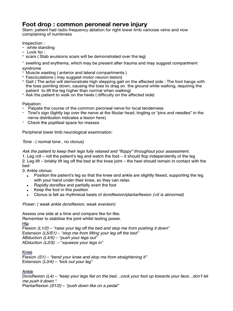 Foot Drop: Common Peroneal Nerve Injury | PDF | Anatomical Terms Of ...