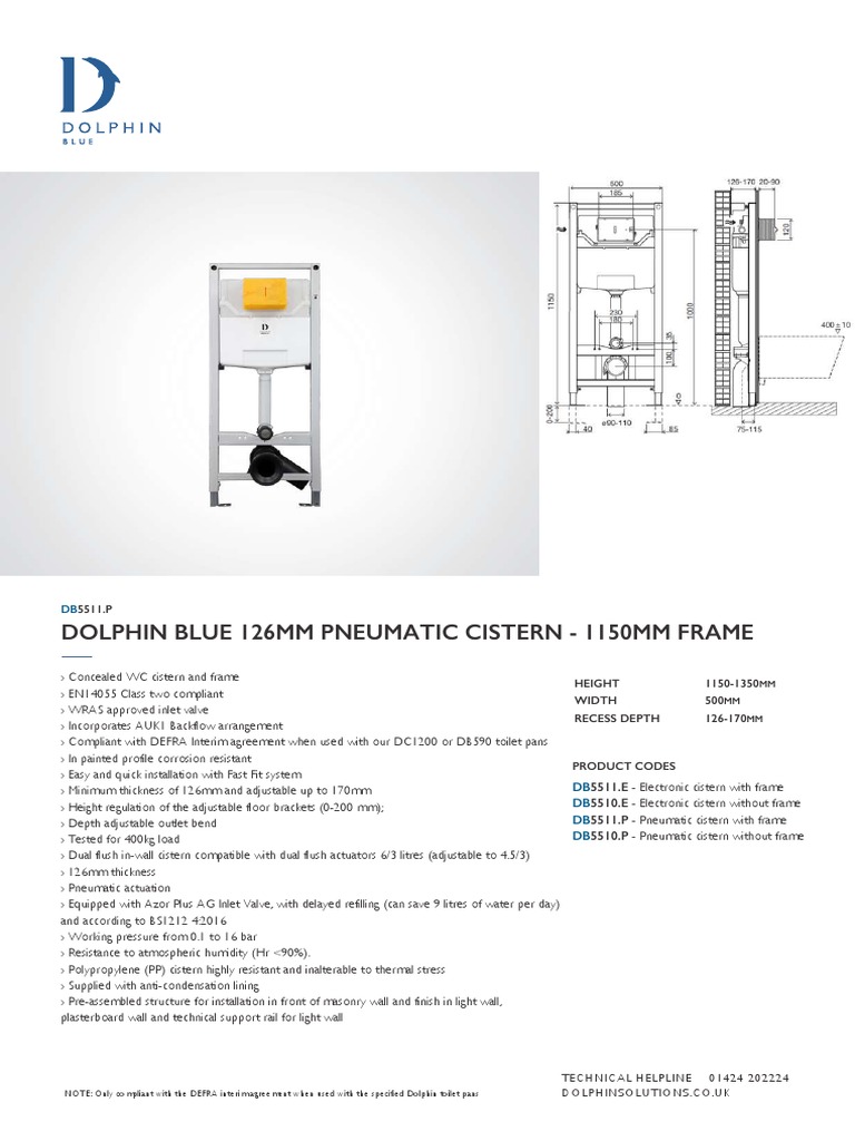 Dolphin Blue Pneumatic Cistern Specs | PDF