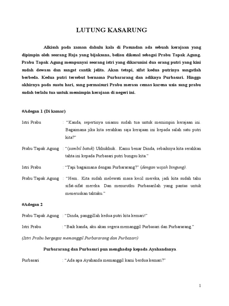 Drama Putri Purbararang dan Purbasari | PDF