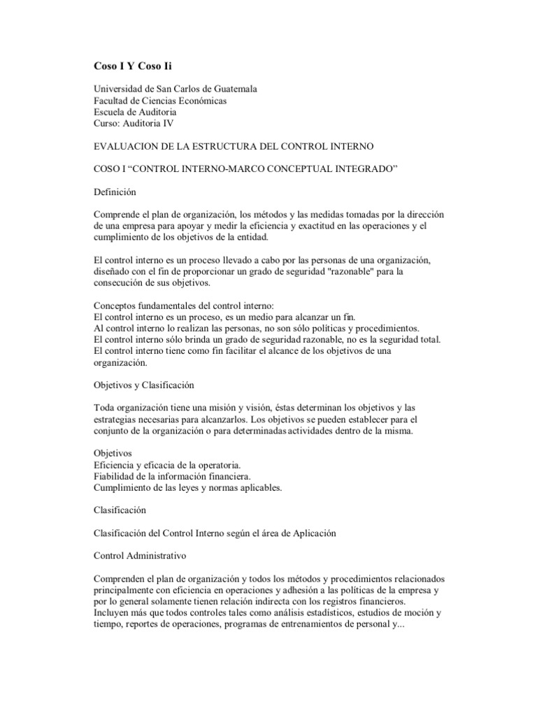 Coso I Y Coso Ii | PDF | Planificación | Contabilidad