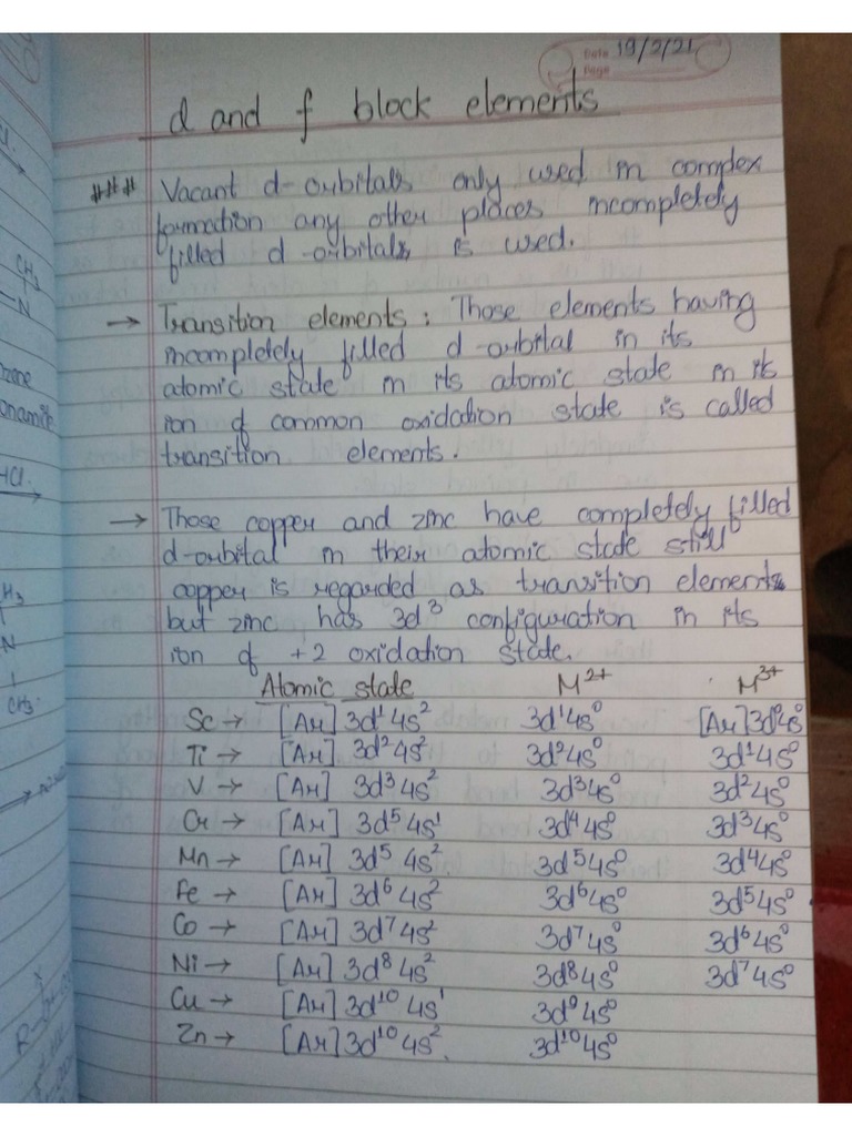 D and F Block Elements Notes | PDF