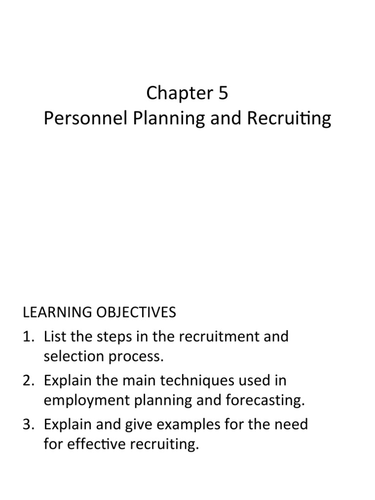 Chapter 5 Personnel Planning And Recruiting Pdf Recruitment