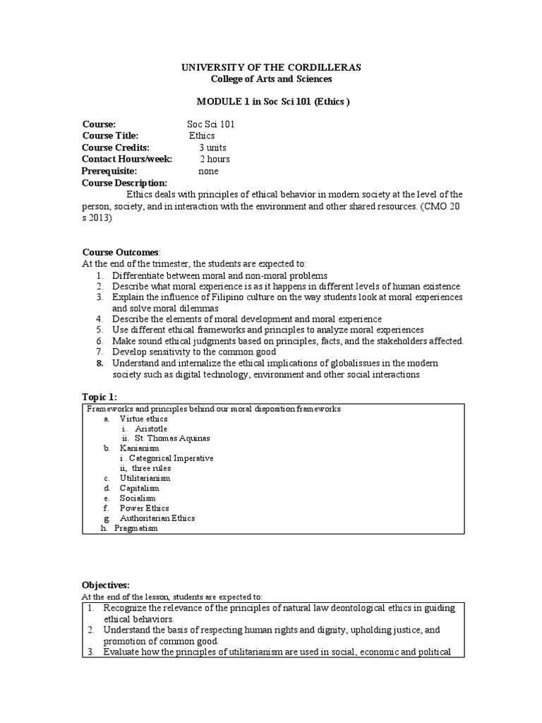 SOC SCI 101 Module 1 Lesson | PDF | Relativism | Pragmatism