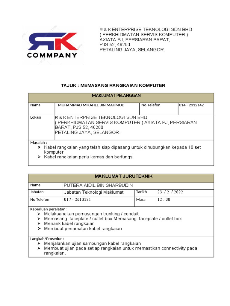 Borang Arahan Kerja (5) | PDF