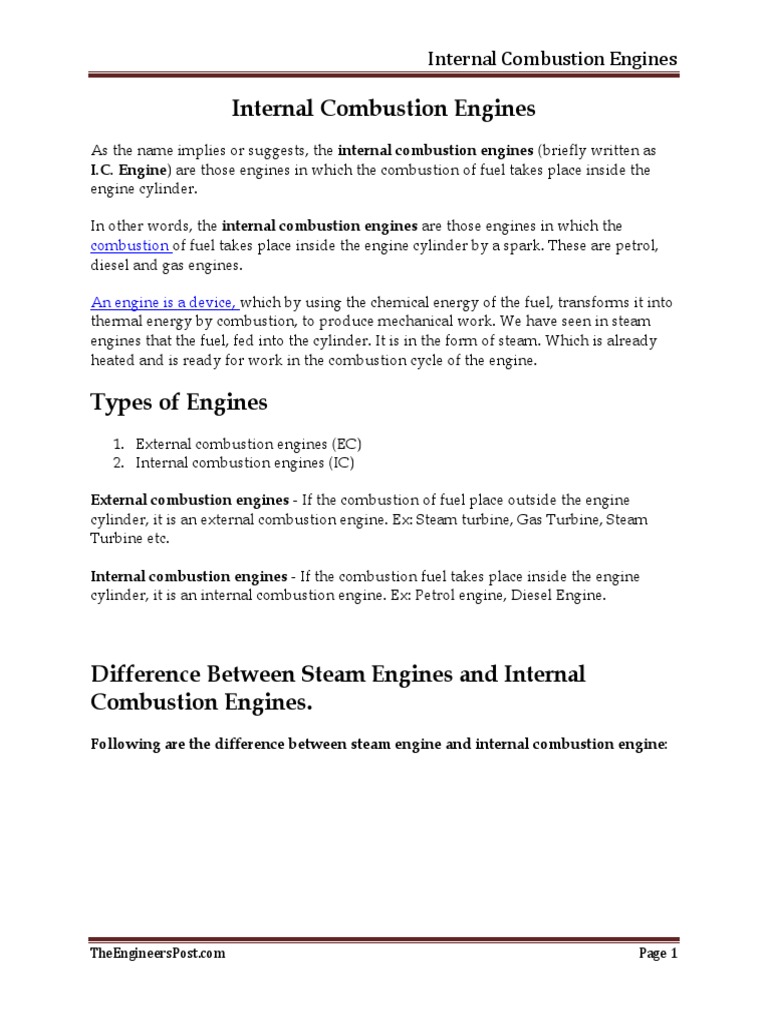 IC vs EC Engine: Key Differences Explained | PDF | Internal Combustion ...