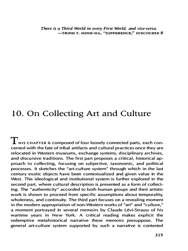 Clifford James 1988 On Collecting Art and Culture | PDF