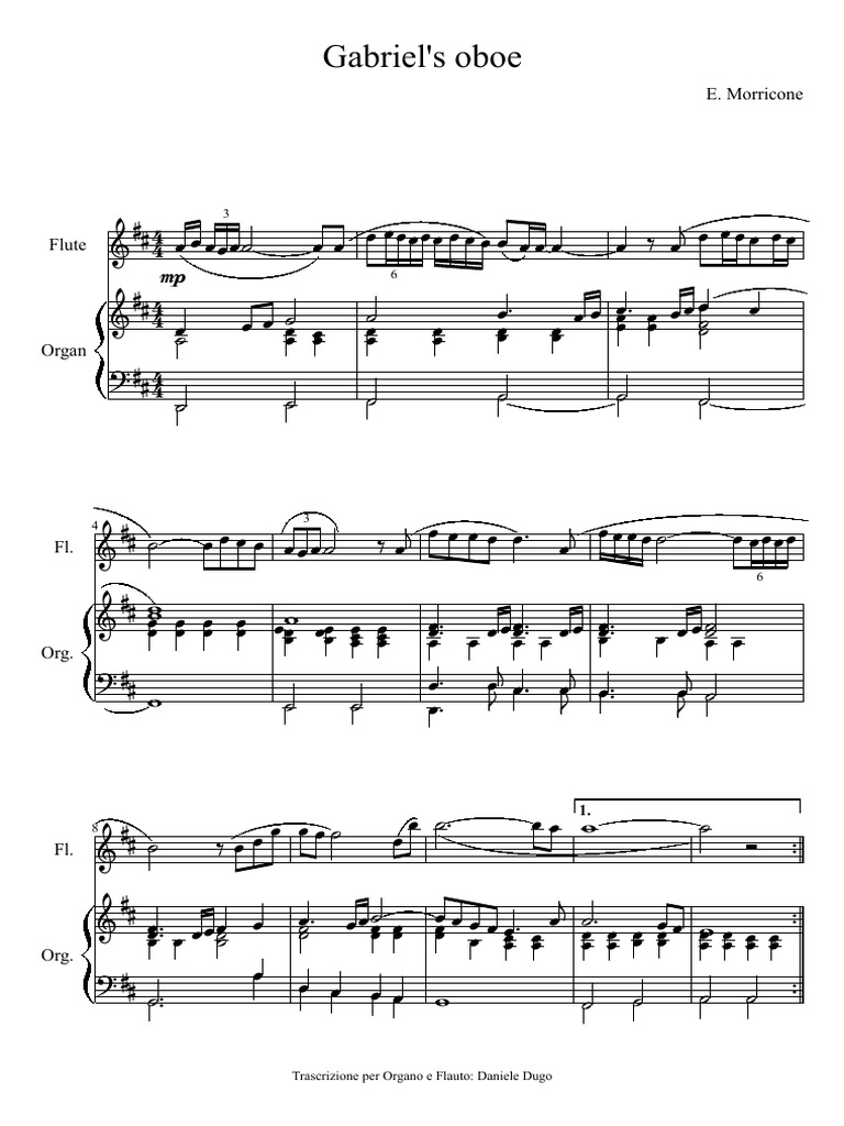 Morricone Gabriel S Oboe Flauto Organo | PDF