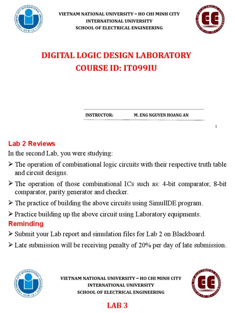 Digital Logic Design Laboratory Course Id: It099Iu | PDF | Logic Gate ...