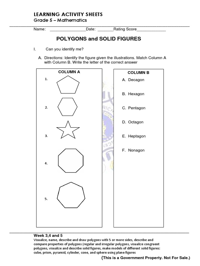 3 MATH5 LAS2 Q3 Polygons and Solid Figures | PDF | Shape | Linear Programming