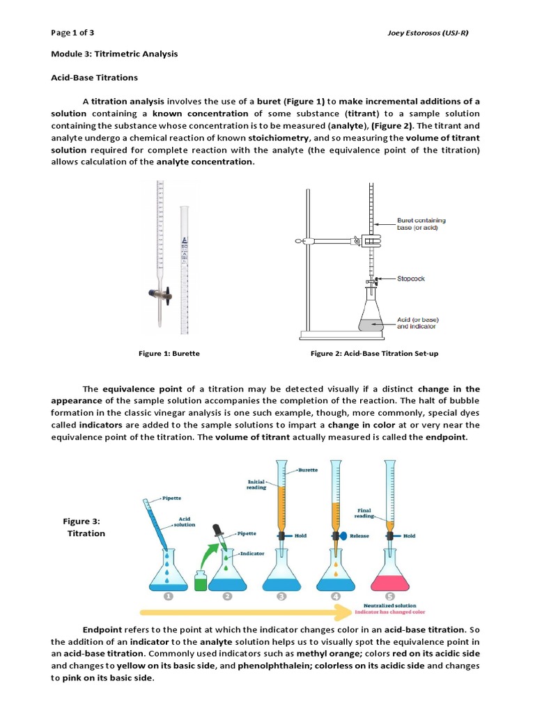 Module 3 Titrimetric Analysis | PDF | Titration | Chemistry