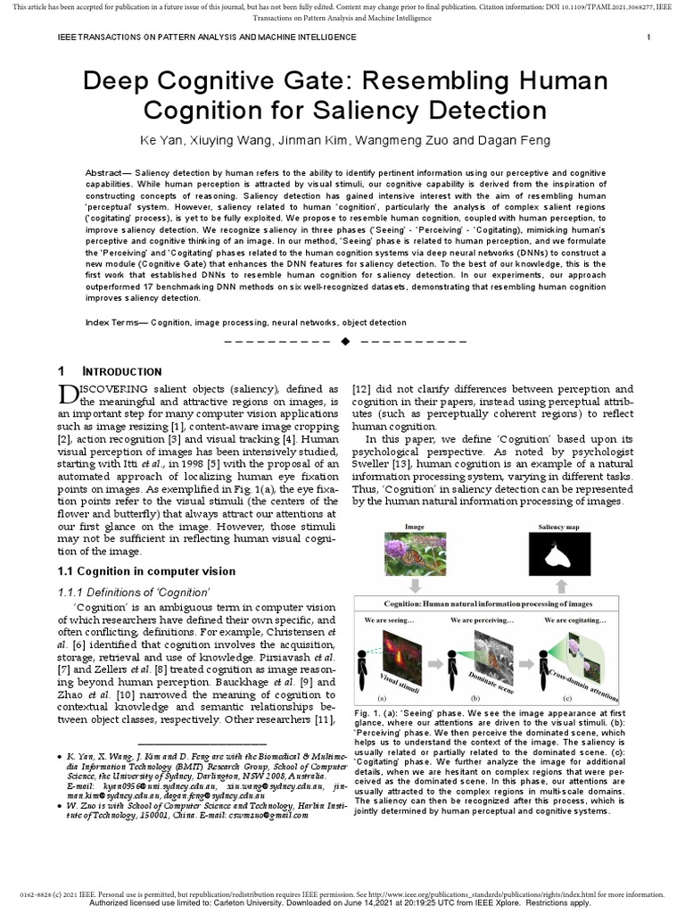 Deep Cognitive Gate: Resembling Human Cognition For Saliency Detection | PDF | Deep Learning ...