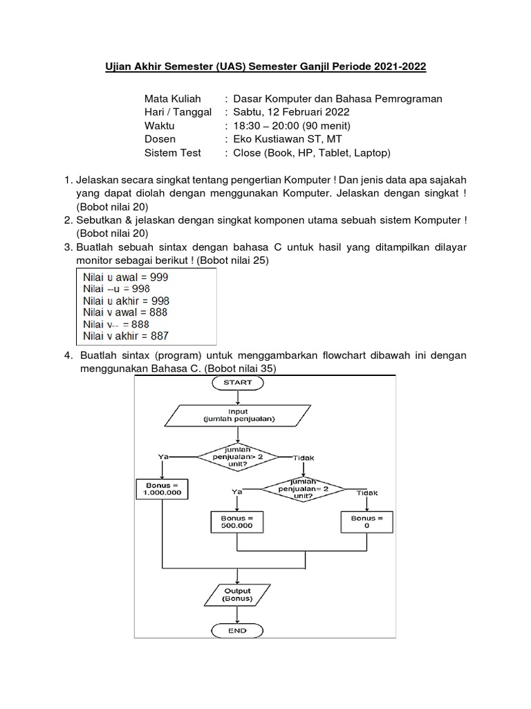 UAS Dasar Komputer & Pemrograman | PDF