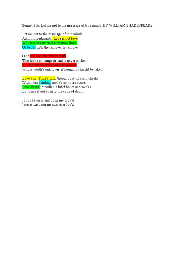Shakespeare's Sonnet 116: Love is an Ever-Fixed Mark | PDF