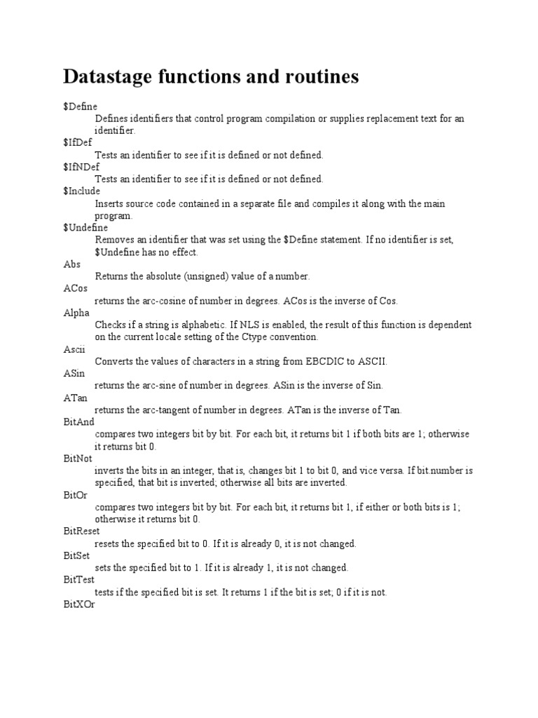 Datastage Functions And Routines Pdf Subroutine String Computer Science