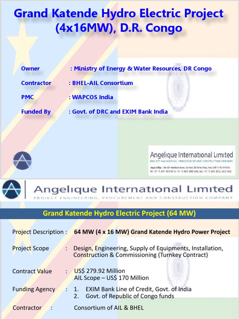 Grand Katende Hydro Electric Project (4x16MW), D.R. Congo | PDF ...