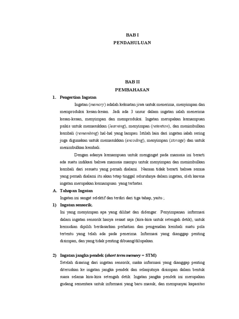 Pengertian dan Tahapan Ingatan | PDF