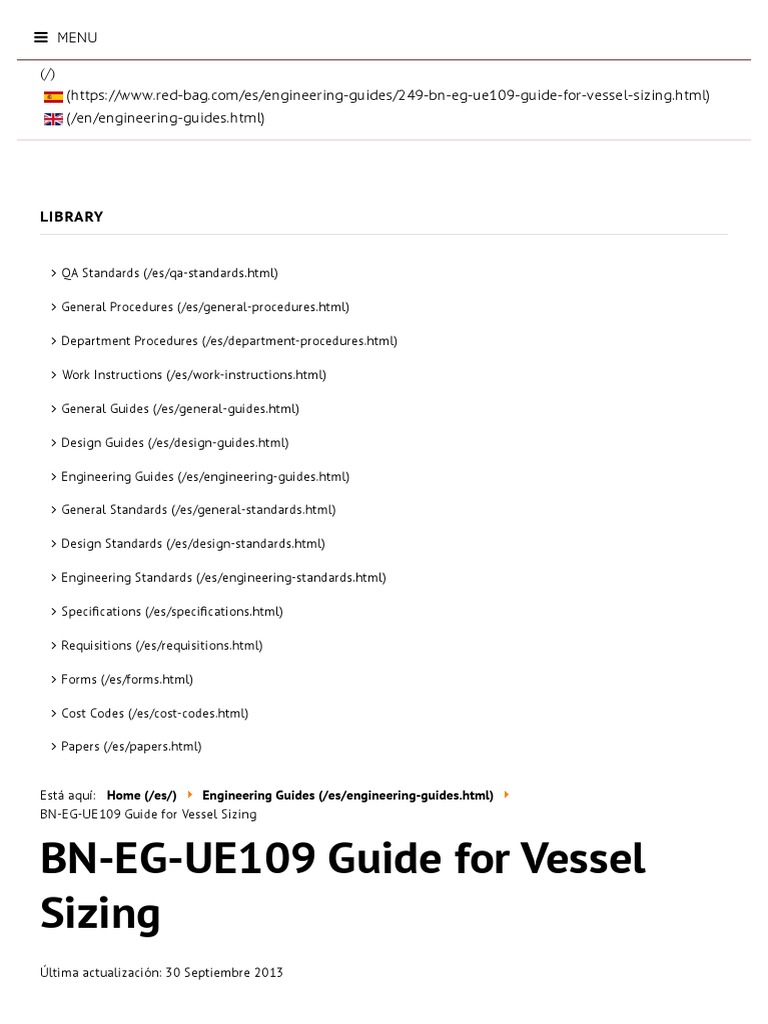 BN-EG-UE109 Guide For Vessel Sizing | PDF | Liquids | Drop (Liquid)