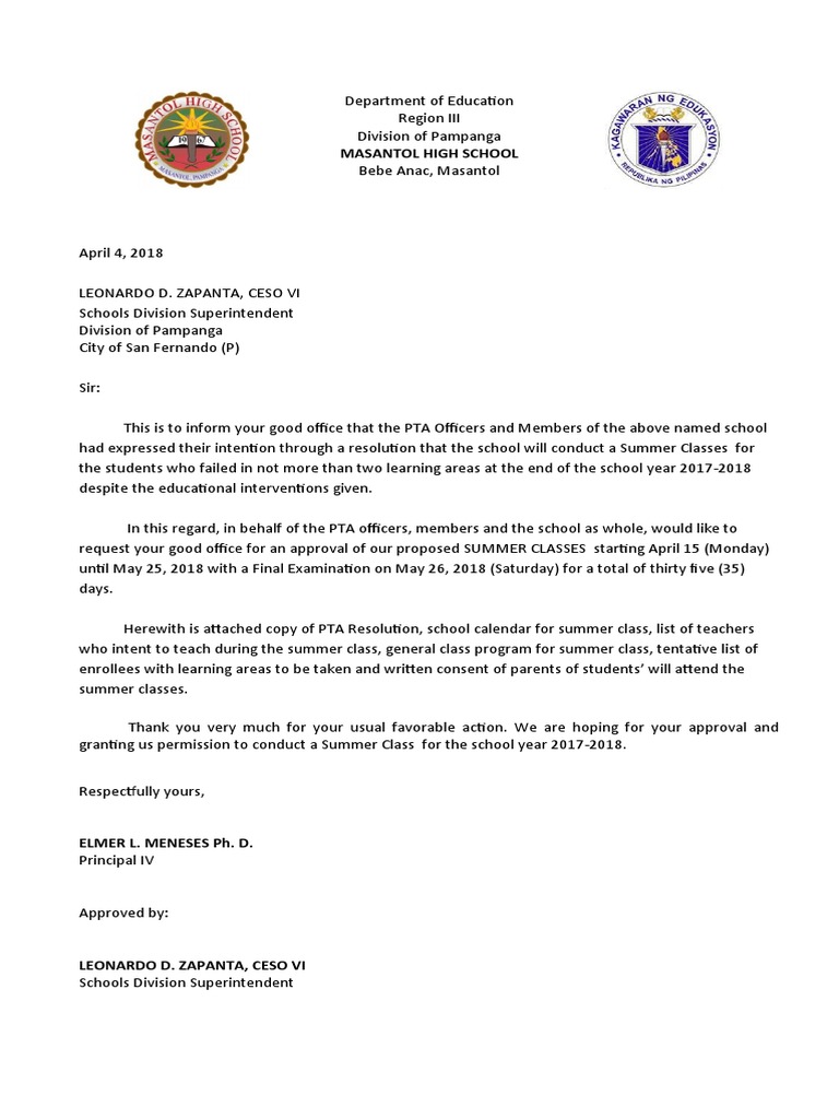 SUMMER CLASS Letter of Intent 17-182 | PDF