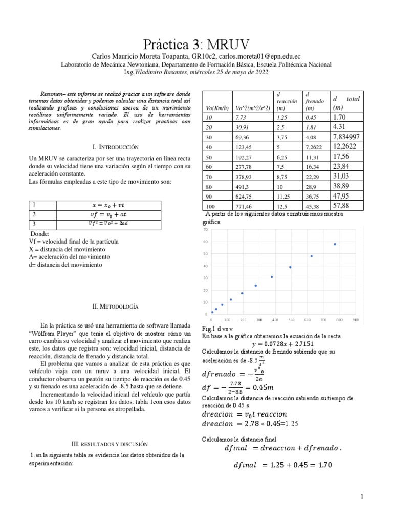 Practica 3 MRUV | PDF | Aceleración | Velocidad