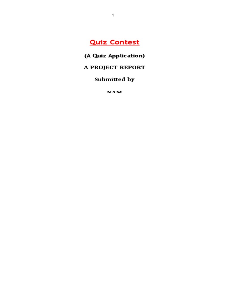 Quiz Contest: (A Quiz Application) A Project Report Submitted by | PDF ...