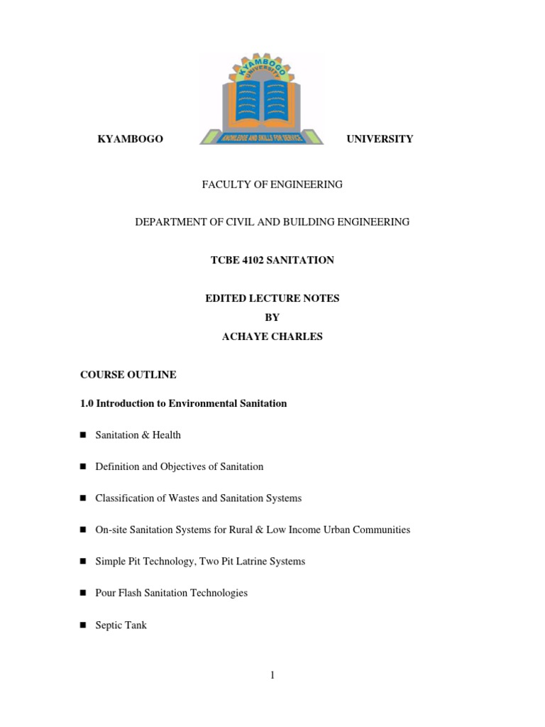 Sanitation Lecture Notes. | PDF | Sanitation | Sewage Treatment