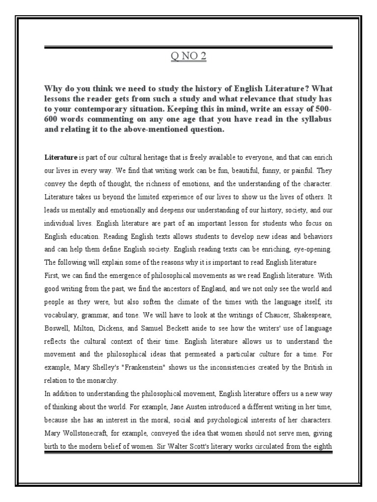 Why We Need To Study The History of English Literature | PDF | English ...