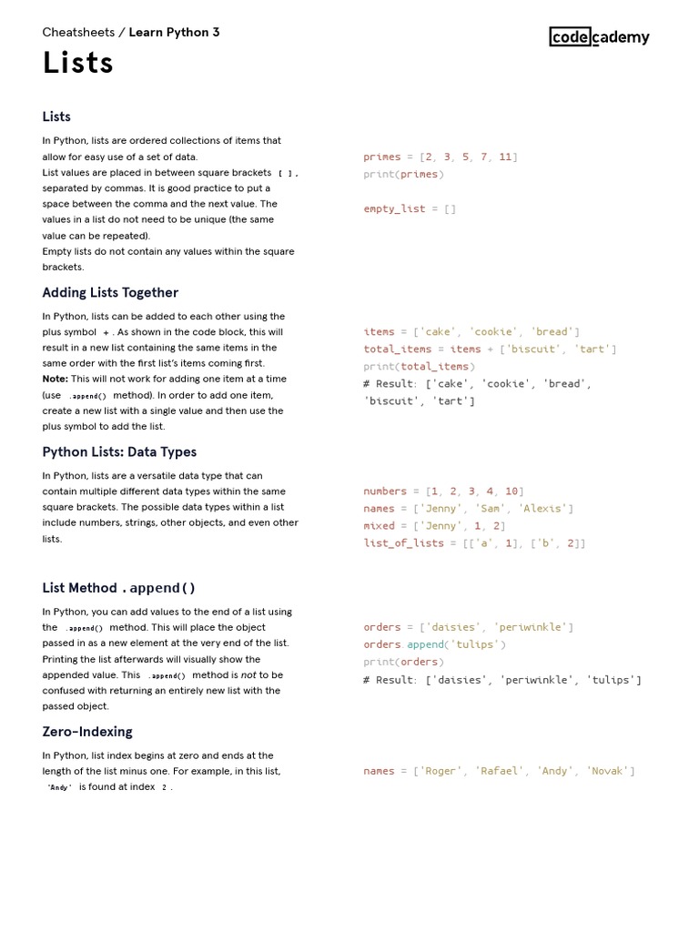 Learn Python 3 Lists Descargar Gratis Pdf Python Programming Language Computer Programming 1103