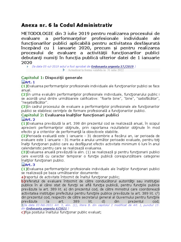 Anexa Nr. 6 La Codul Administrativ | PDF