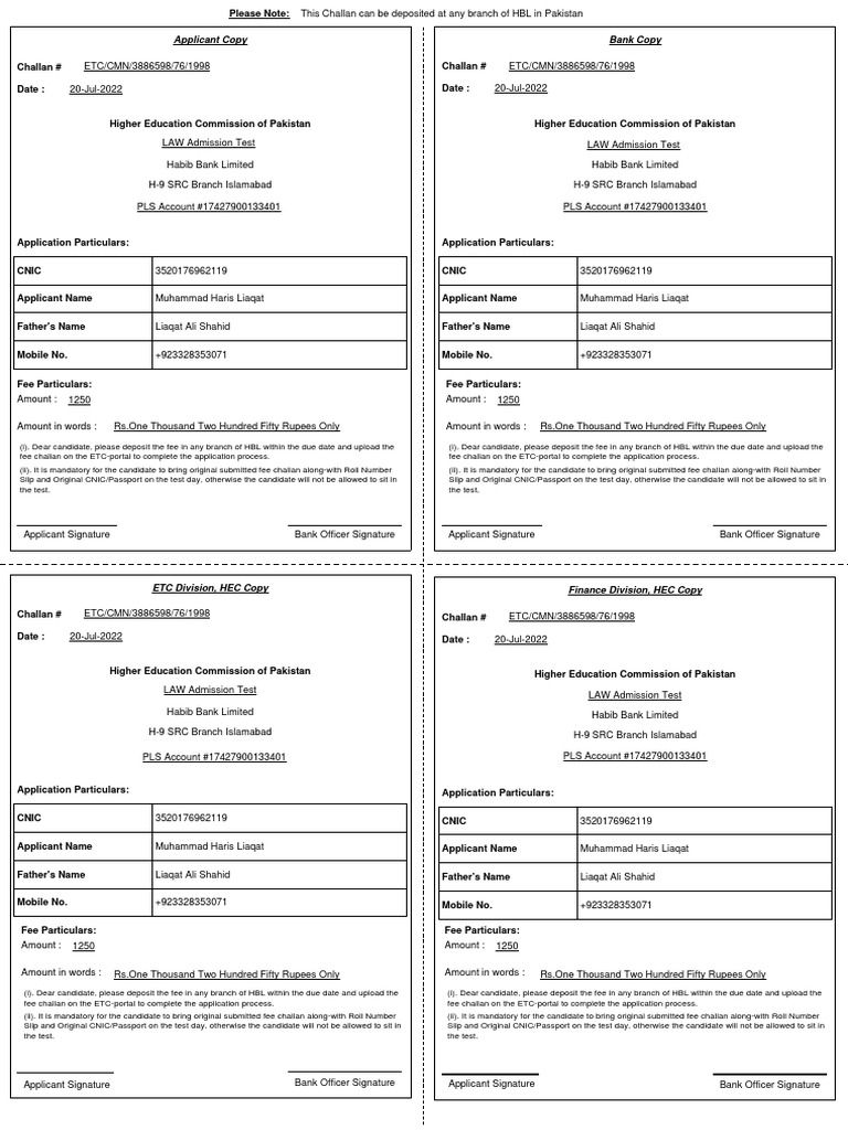 HEC Passport Fee Challan Instructions | PDF | Government | Asia