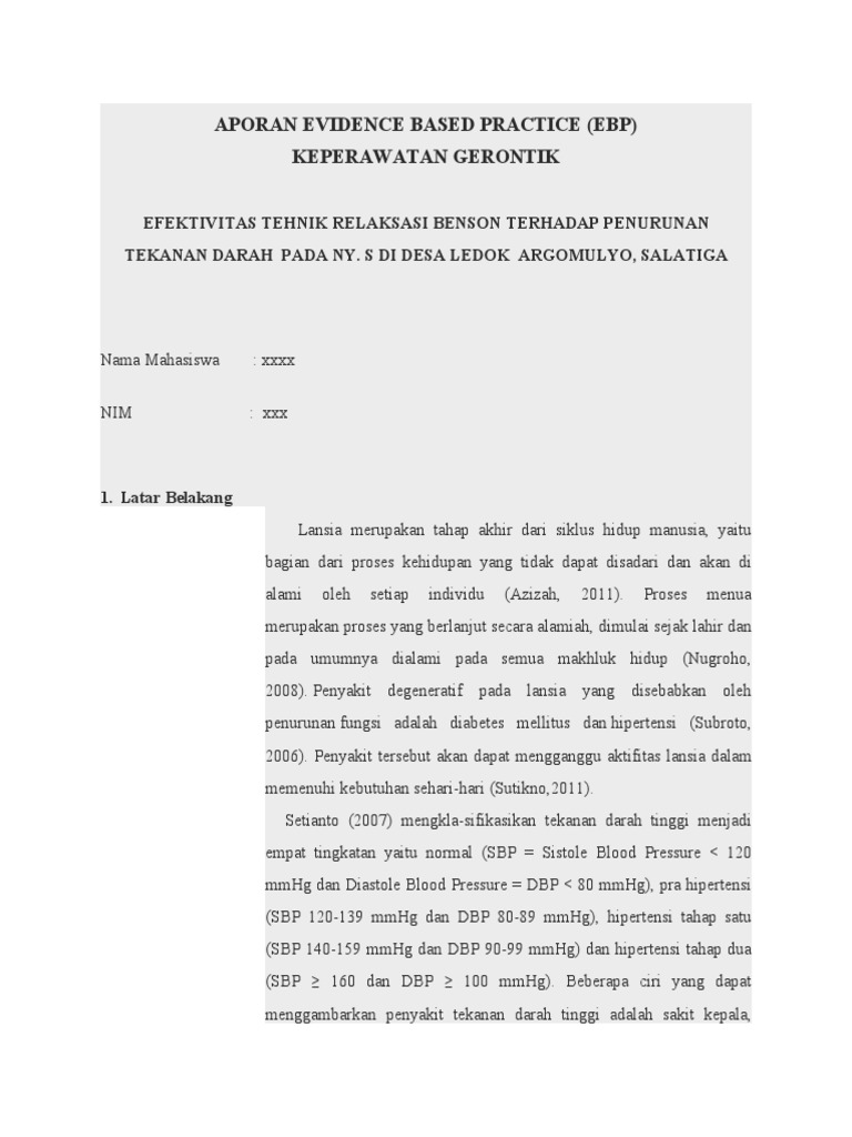 Contoh Laporan Ebp HT | PDF
