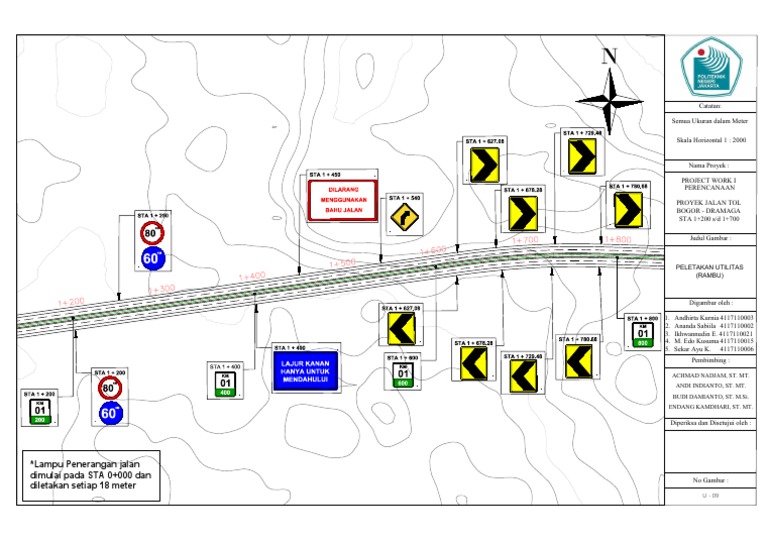 U1.2 (Peletakan Rambu) - Peletakan Utilitas STA 1+200 - 1+700 | PDF
