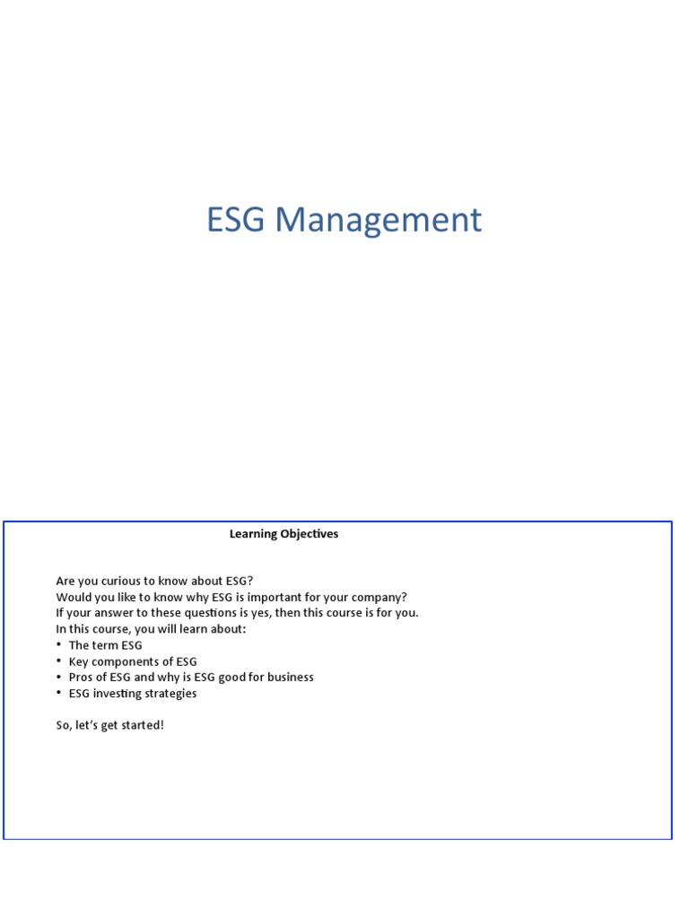 ESG Management | PDF