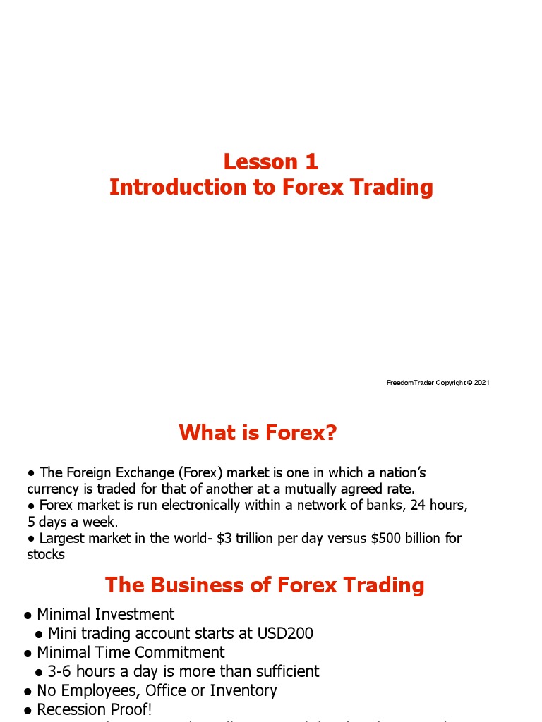Lesson 1 Introduction To Forex Trading | PDF | Investing | Money