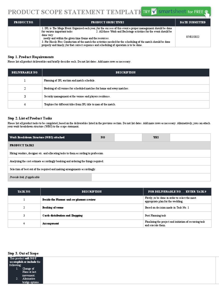 Arpit Product Scope Statement | PDF | Business