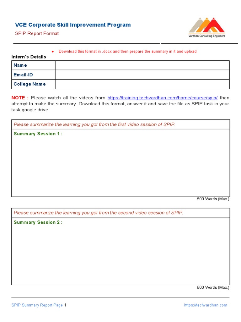 SPIP Summary Report Guidelines | PDF | Cognition | Behavior Modification