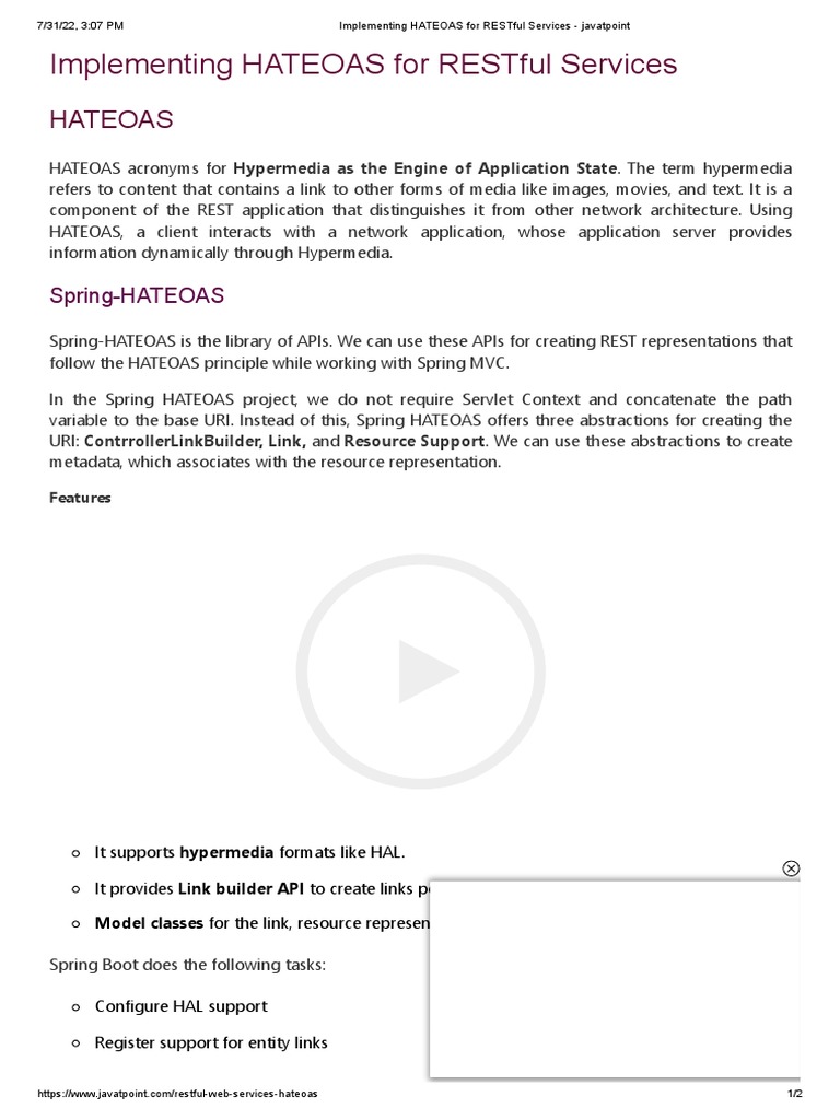 Implementing HATEOAS For RESTful Services | PDF | Representational ...