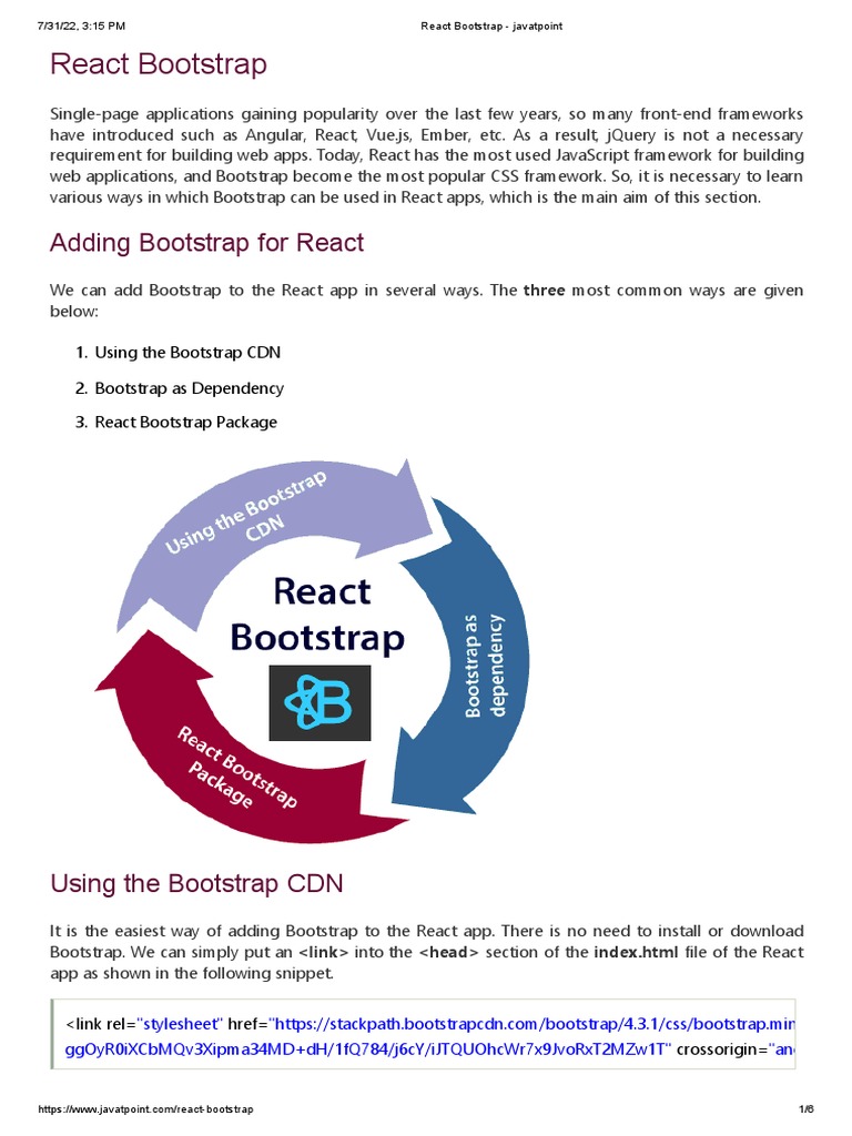 React Bootstrap | PDF | Bootstrap (Front End Framework) | J Query