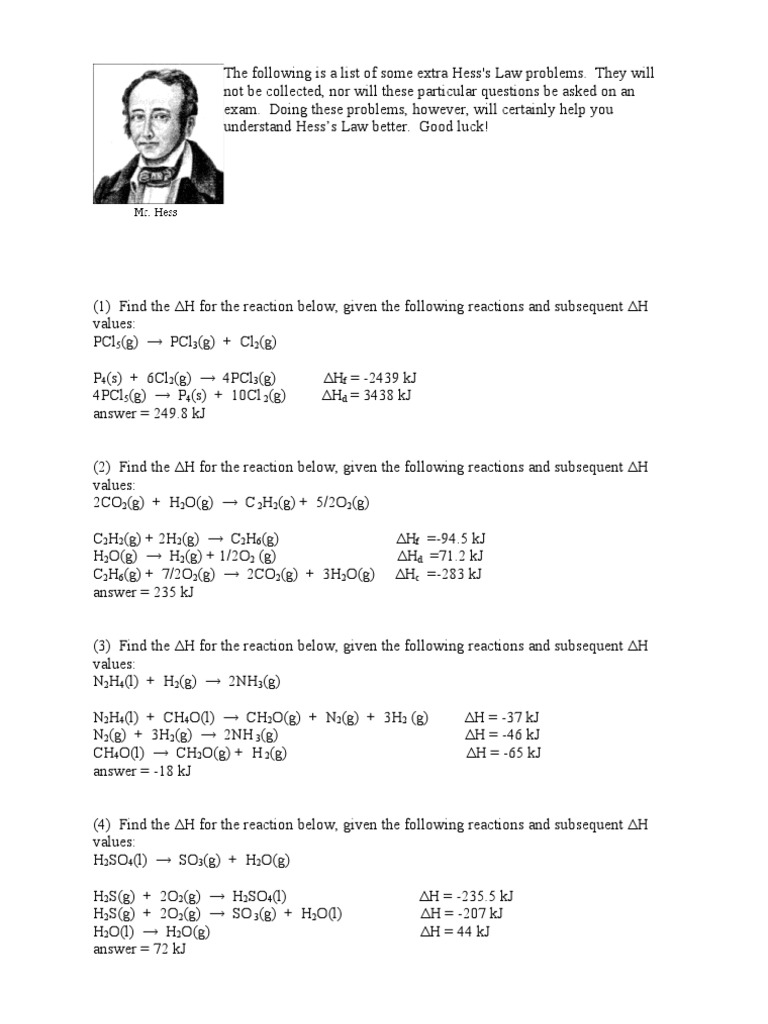 Hess's Law Questions | PDF | Iron | Chemical Substances