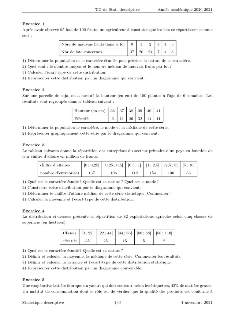TD Stat 2020-2021 | PDF | Régression linéaire | Ajustement affine