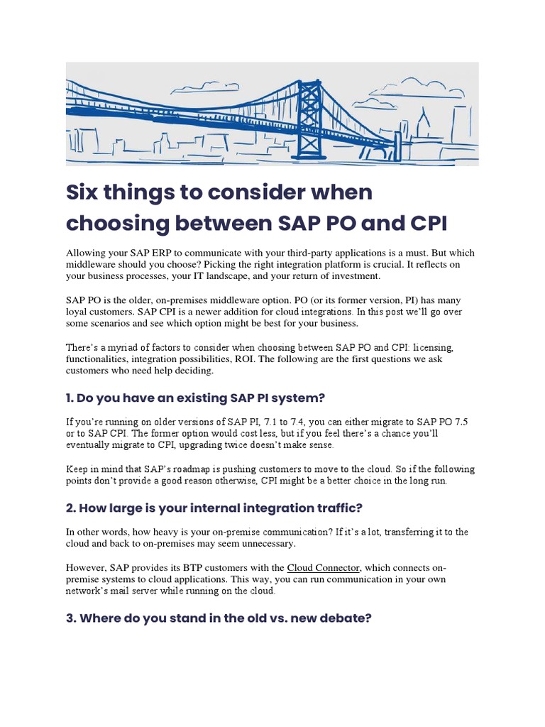 Six Things To Consider When Choosing Between SAP PO and CPI: 1. Do You ...
