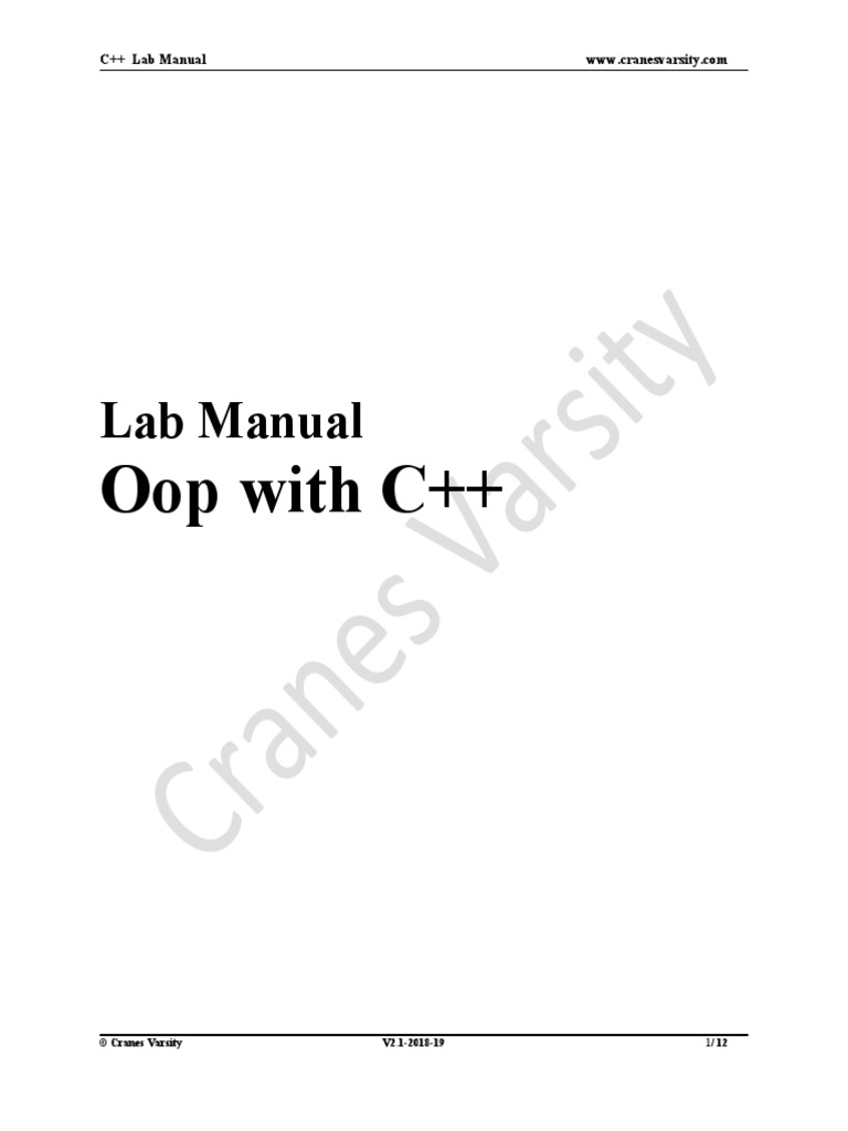 Lab Manual Oop With C Pdf Programming Constructor Object 5373