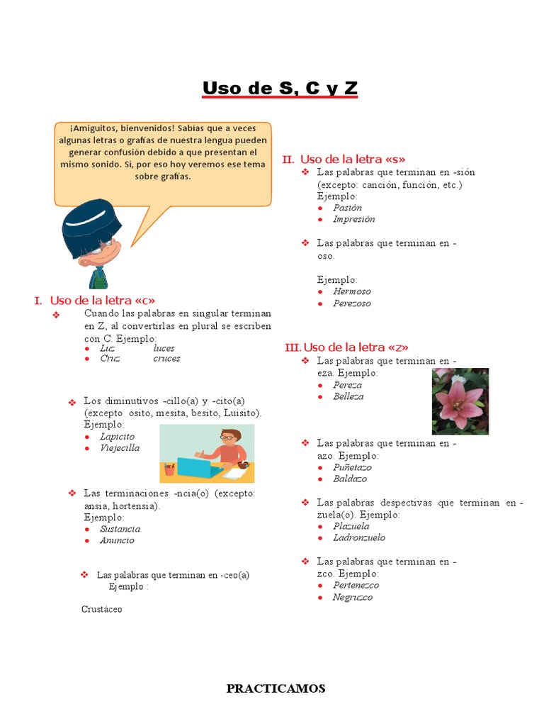 Ficha Uso de La C, S y Z | PDF