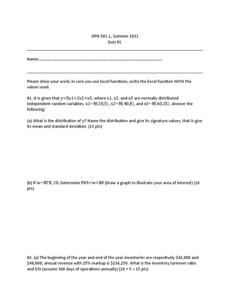 OPN 501 Quiz 1 | PDF