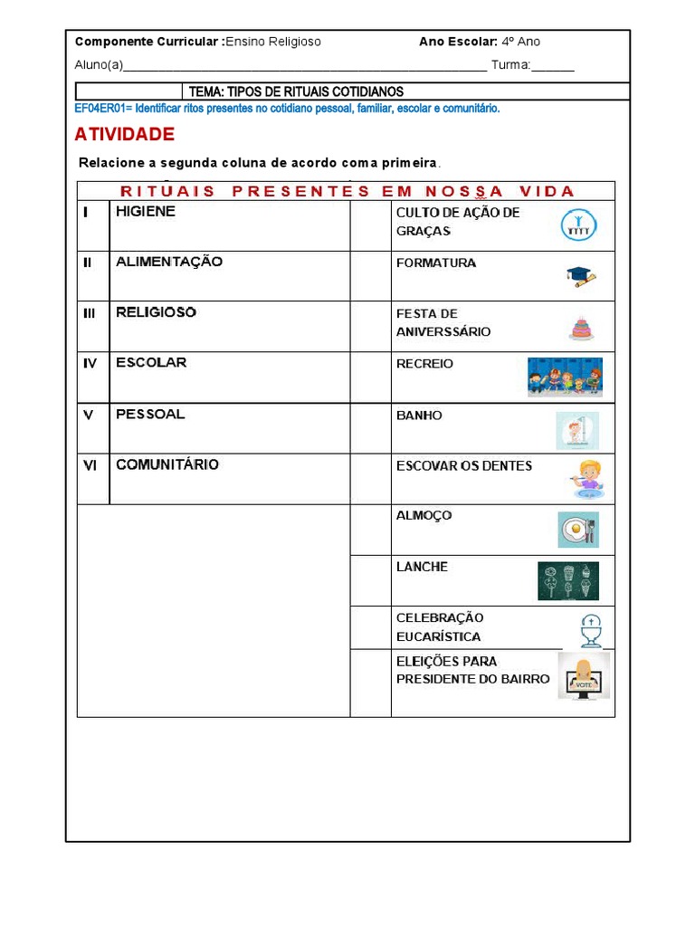 Atividade Complementar 4 Ano - Ensino Religioso - 3 | PDF