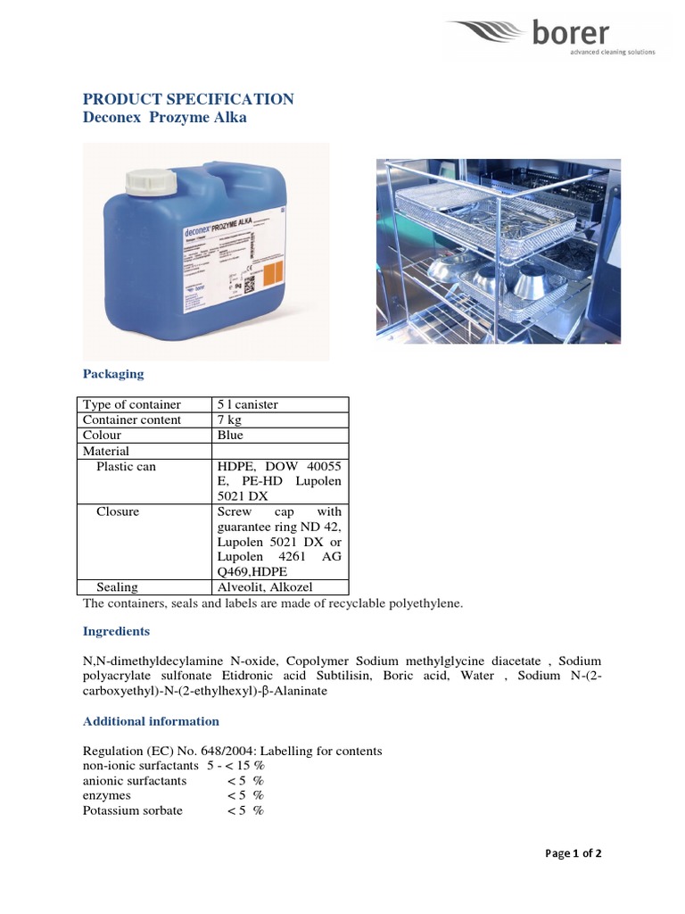 Spek Deconex Prozyme ALKA | PDF | Water | Chemistry