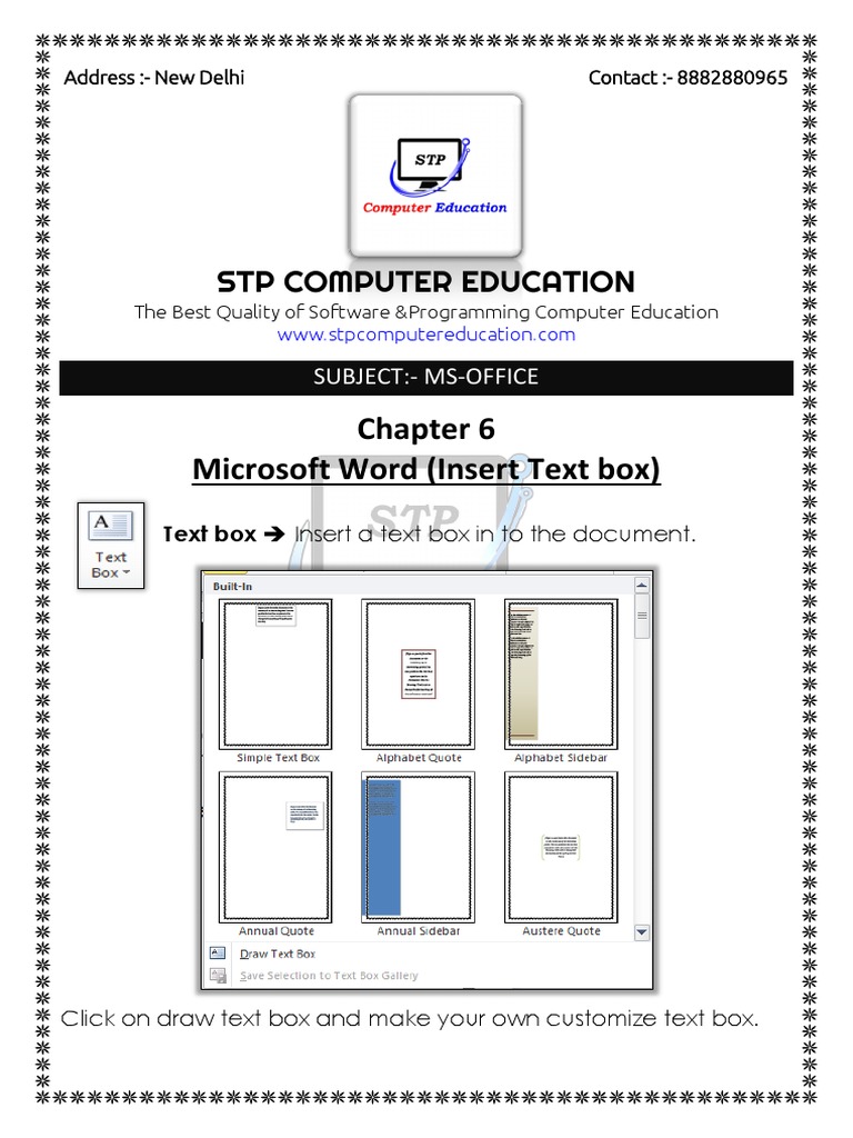 Chapter - 6 Ms Word (Insert Text Box) | PDF | Microsoft Word | Page Layout