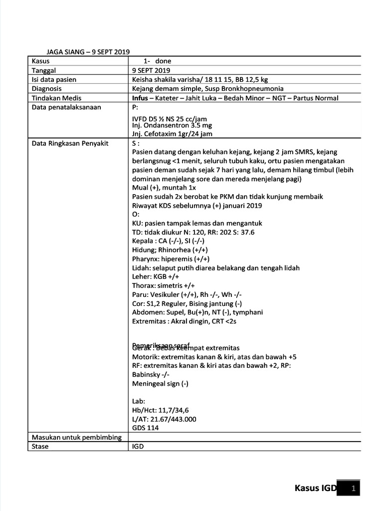 PDF Kasus Borang Internship Igd Jilid 1 Done - Compress | PDF