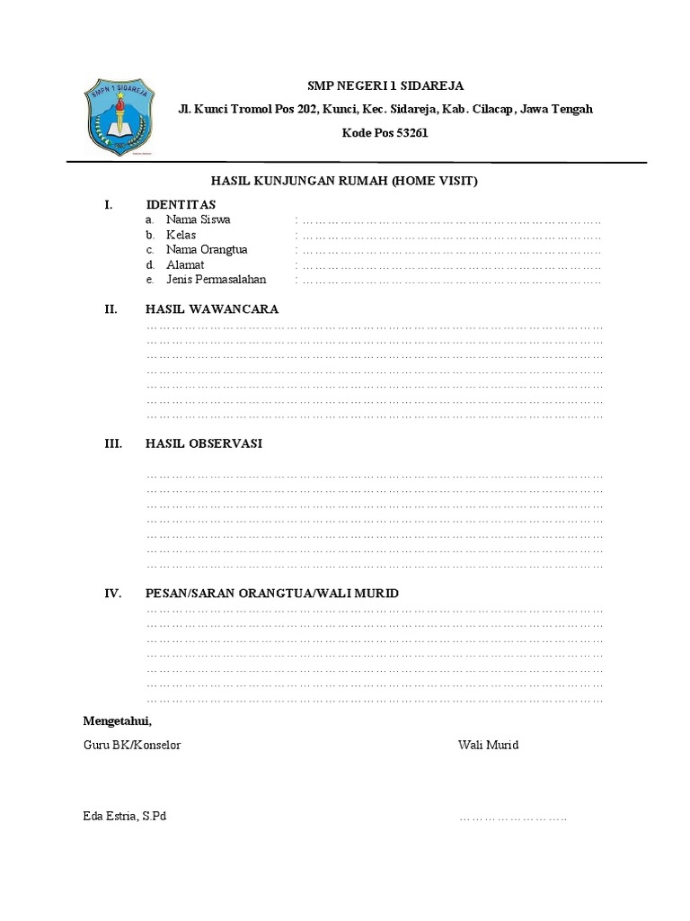 Form Home Visit | PDF